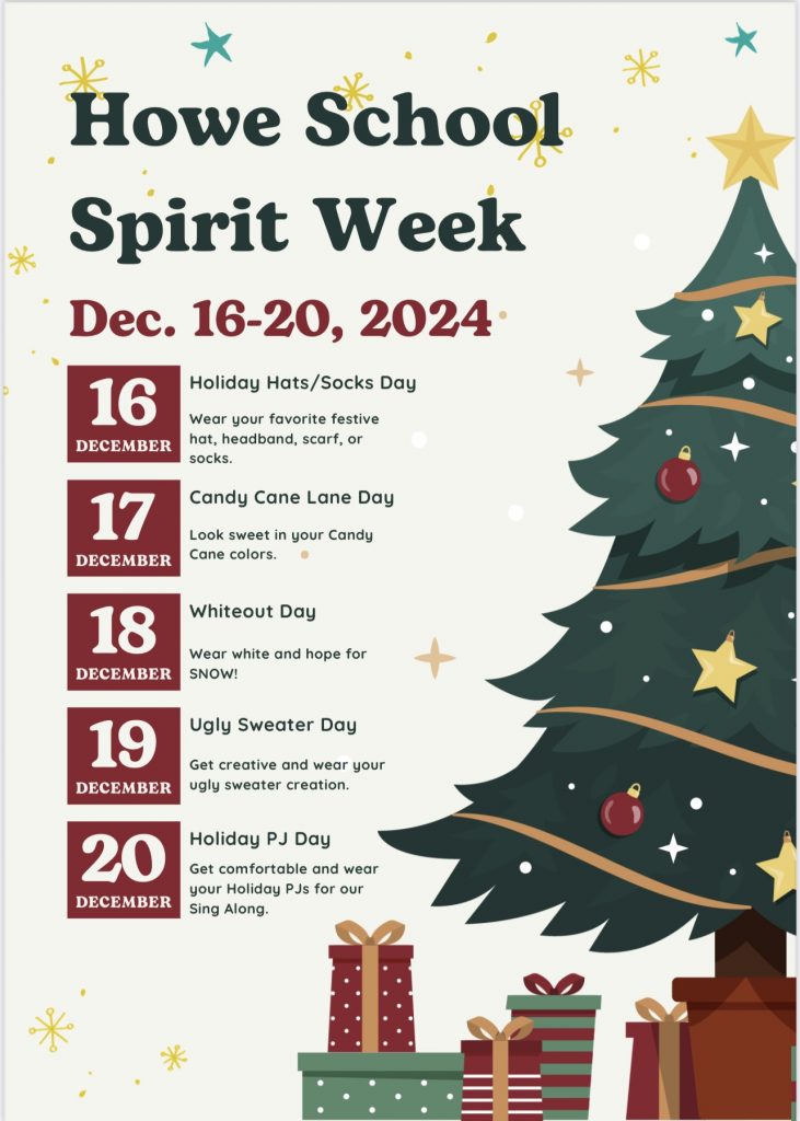 Holiday Spirit Week Calendar! | Howe Montessori and Center Based Education